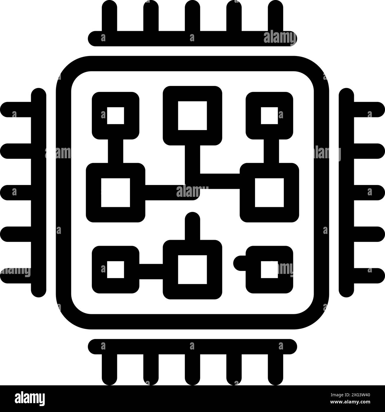 Simple icon of a microchip, showing its internal structure and ...