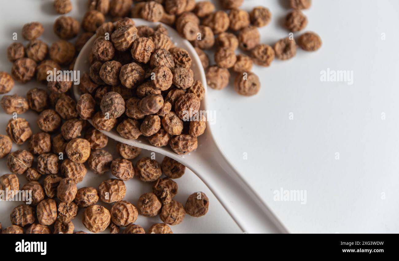 healthy nutrition natural superfoods dried tiger nuts on white ...