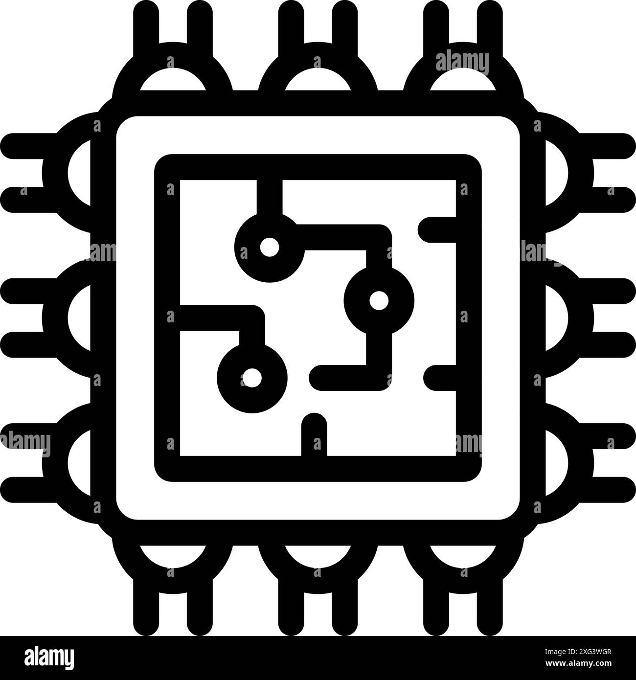 Electronic chip icon showing integrated circuit for motherboard, cpu ...
