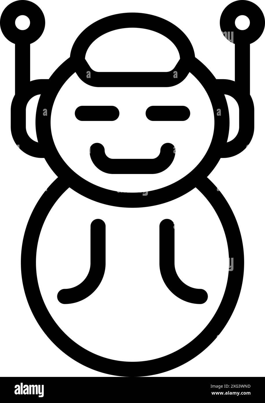 Simple icon of a robot smiling with antennae, conveying happiness and ...