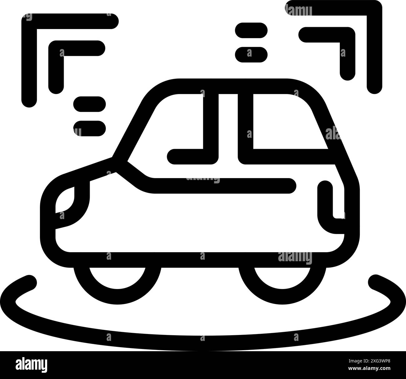 Line icon of a self driving car driving on a digital road, using ...