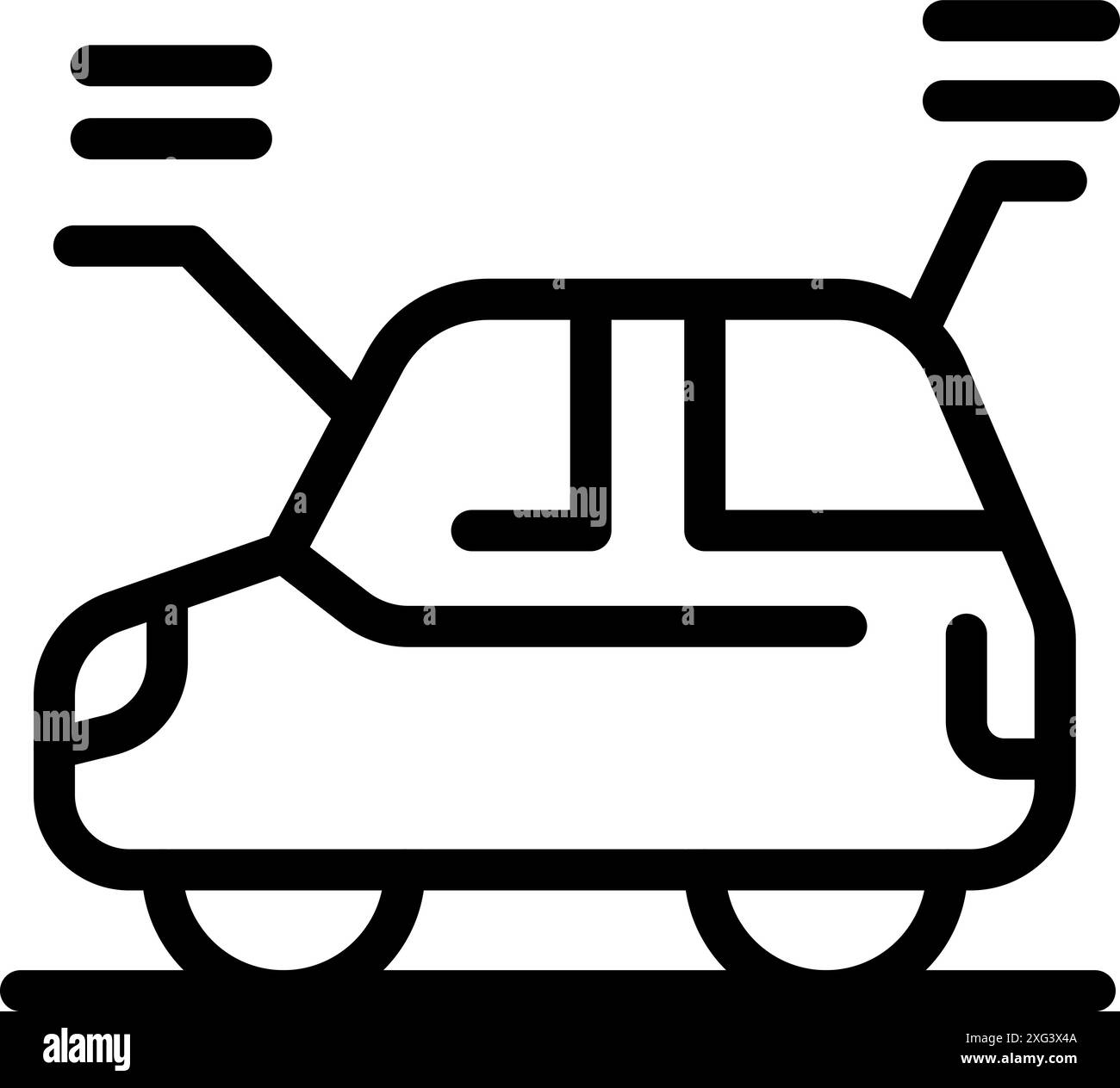 Autonomous vehicle driving on a road, using sensors for navigation and ...