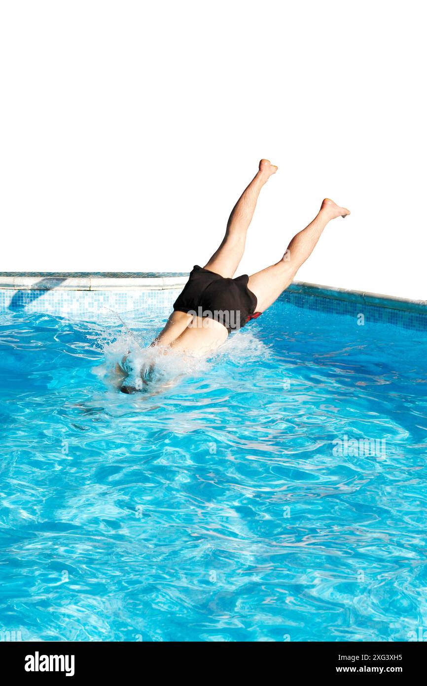 man diving into pool isolated on white Stock Photo - Alamy