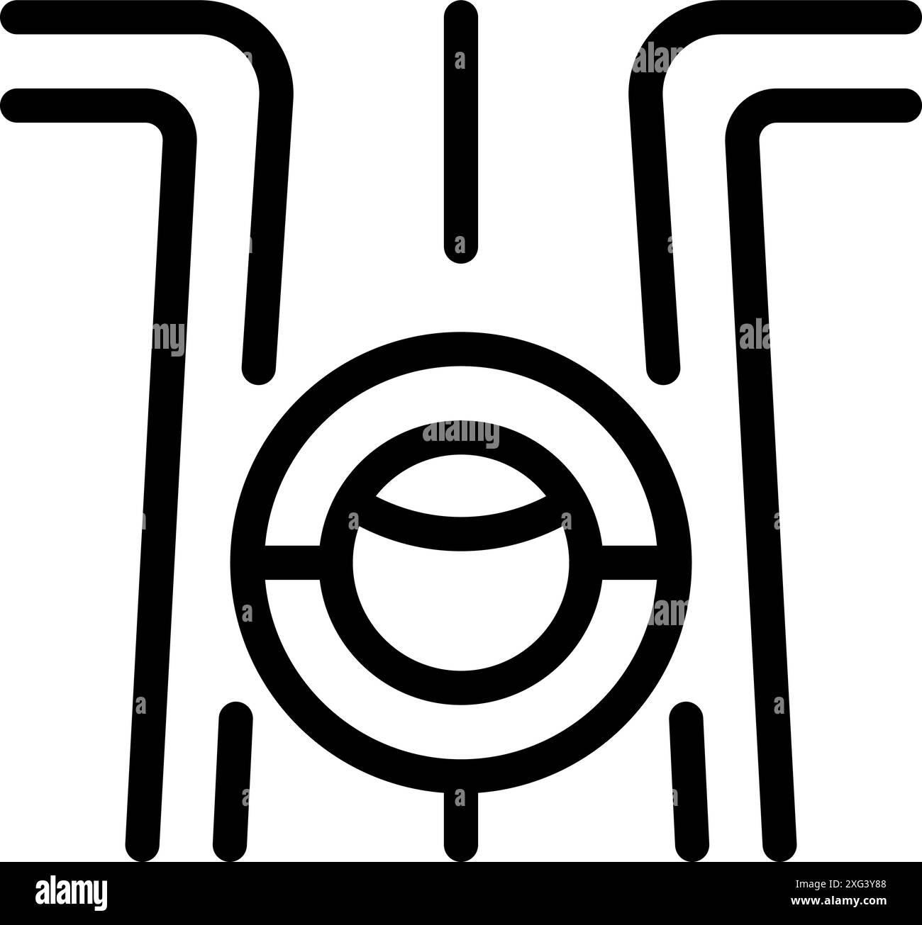 Simple icon of a self driving car navigating a road with lane markings ... Simple icon of a self driving car navigating a road with lane markings ...