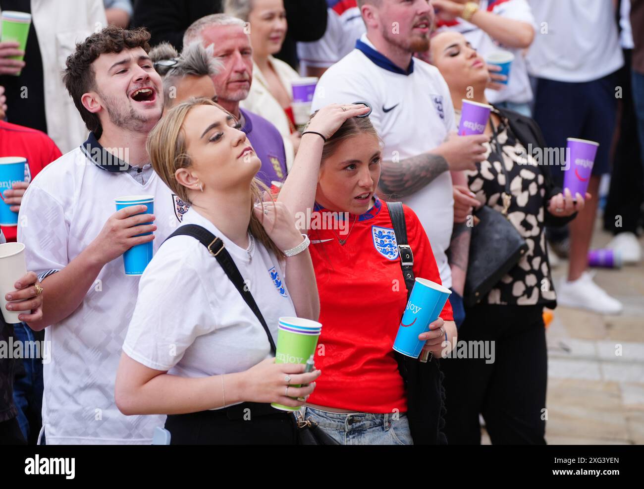 England fans at Millennium Square in Leeds during a screening of the ...