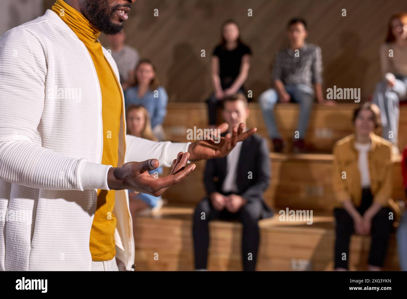 Afro American Male Teacher Professor Holding Presentation Lecture To ...