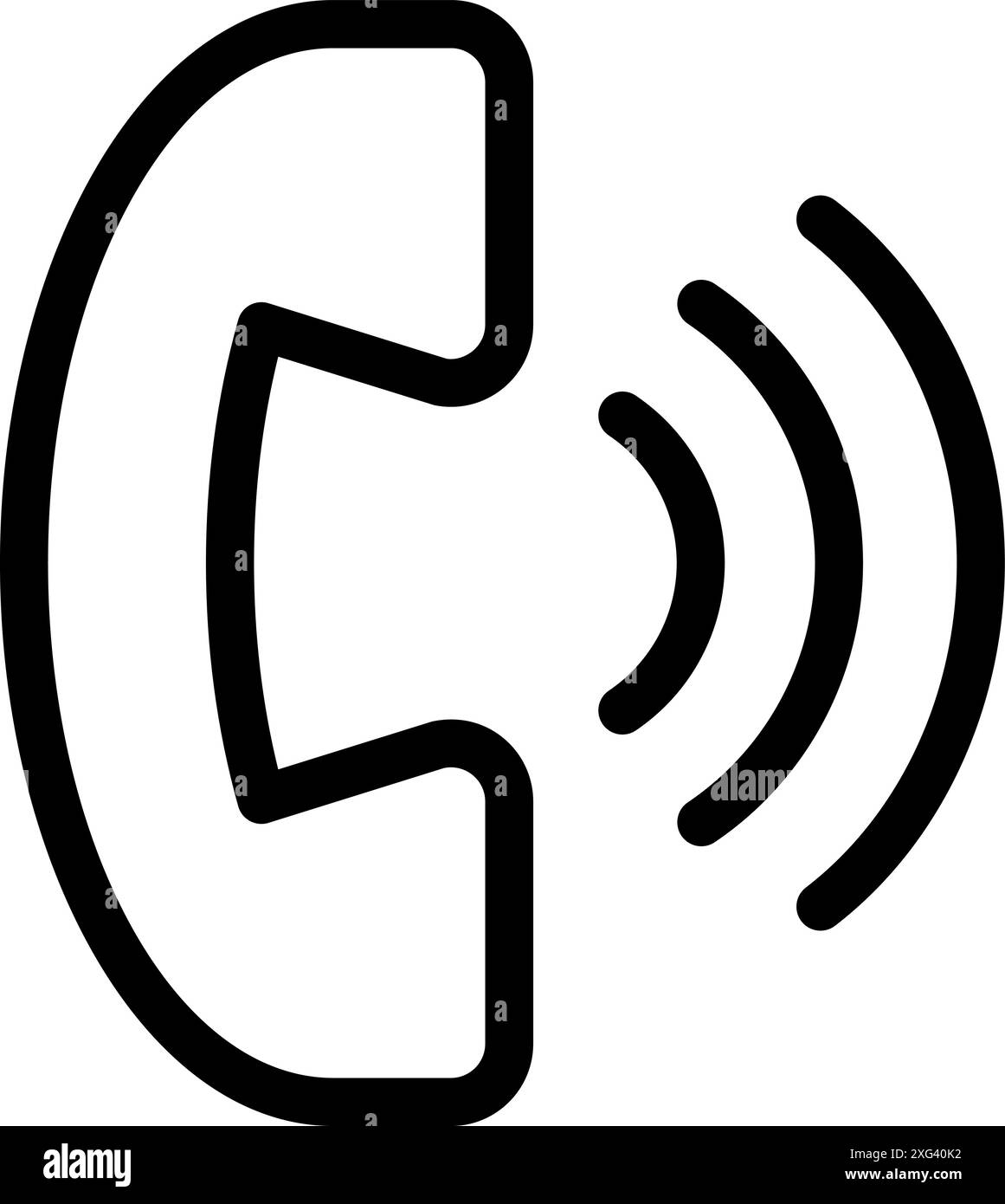 Simple phone icon is emitting sound waves, symbolizing communication ...