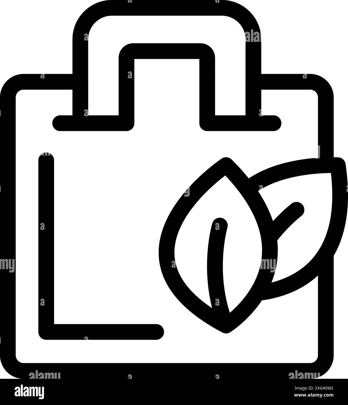 Line icon of a reusable shopping bag with leaves, representing eco friendly practices Stock ...