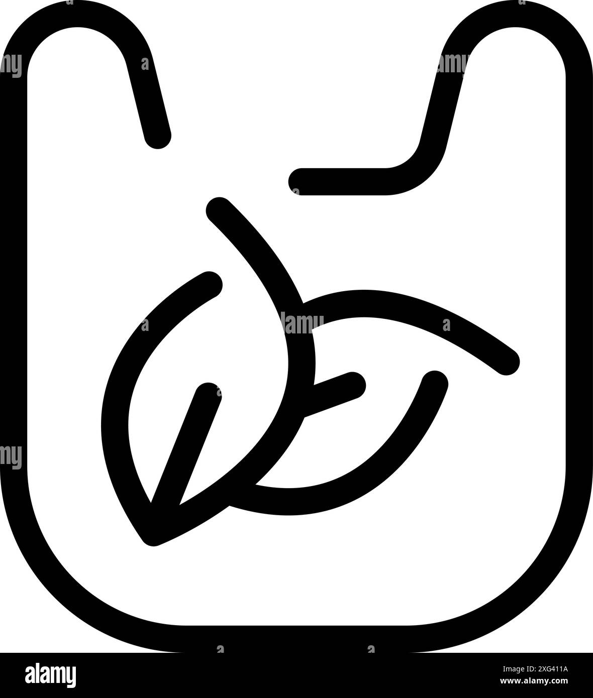 Simple black and white icon of a biodegradable plastic bag showing ...