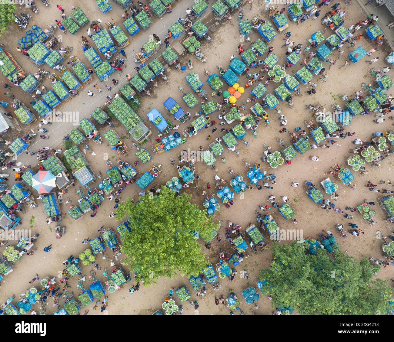 Aerial view of Kansat mango market in Chapainawabganj Stock Photo - Alamy