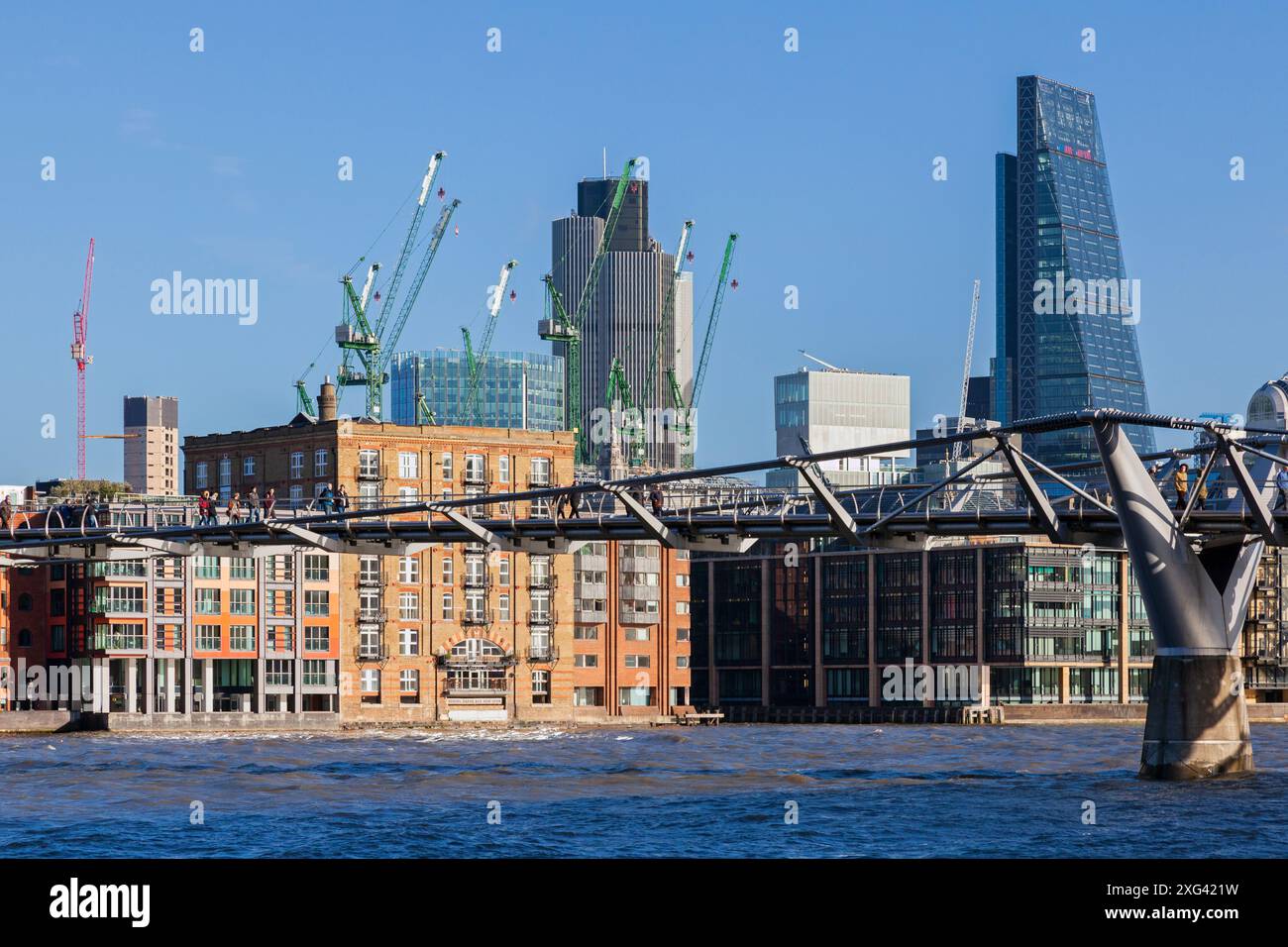UK, England, London, The London Millennium Footbridge with Views of the ...