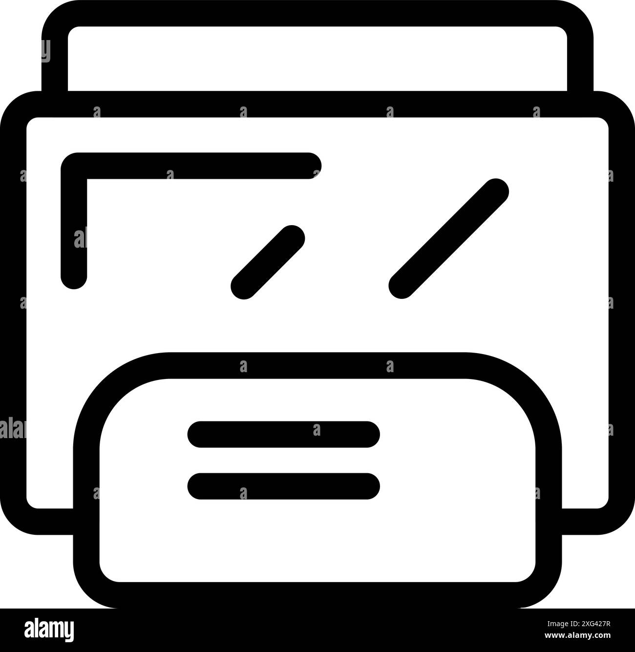 Bold, thick lined icon of a retro game cartridge being inserted into a ...