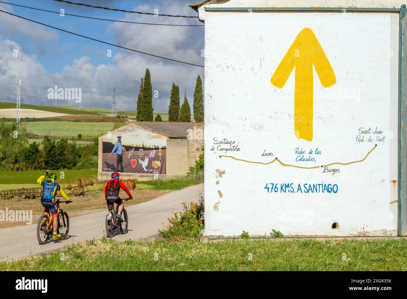 Pilgrims cycling on the Camino de Santiago the way of St James pilgrim ...