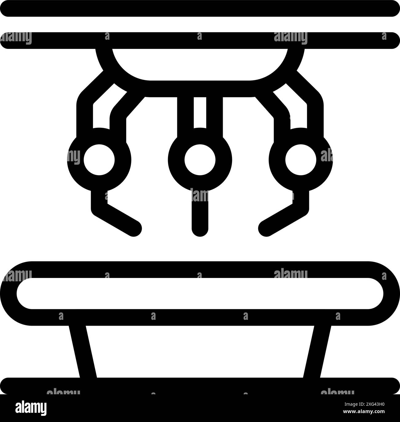 Icon of a robotic arm working on a production line, moving a product on ...