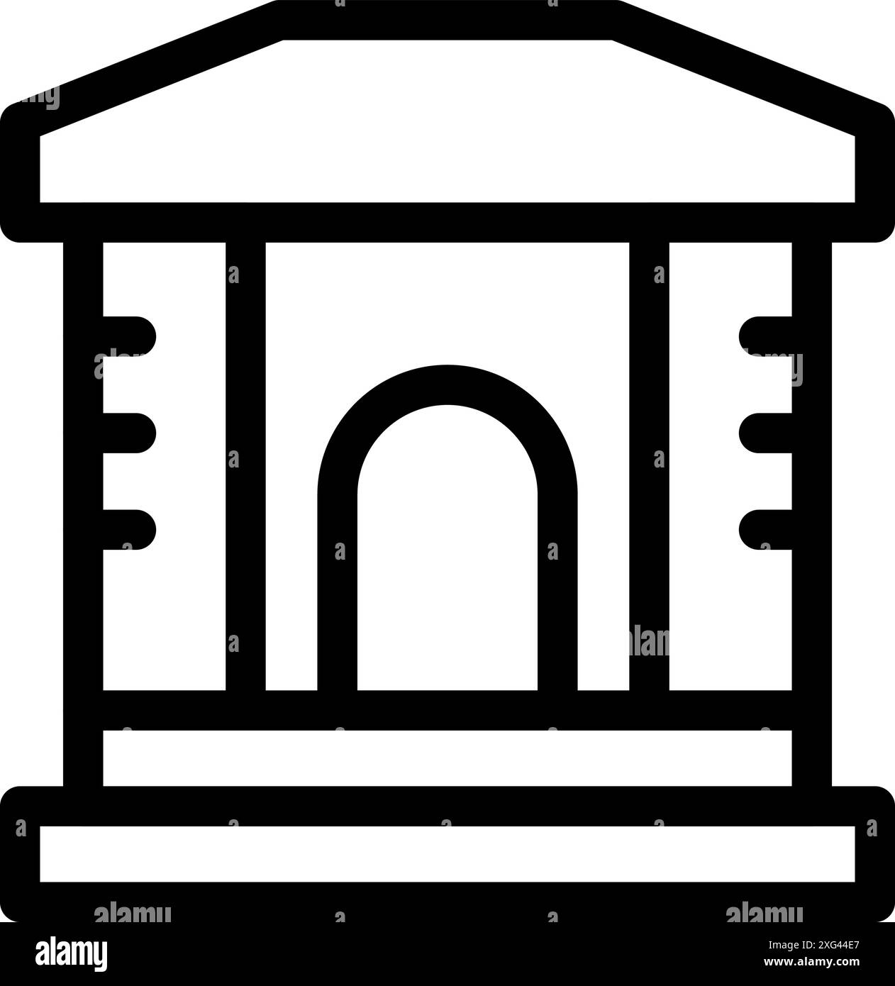 Simple line icon representing a building with columns and an arched ...