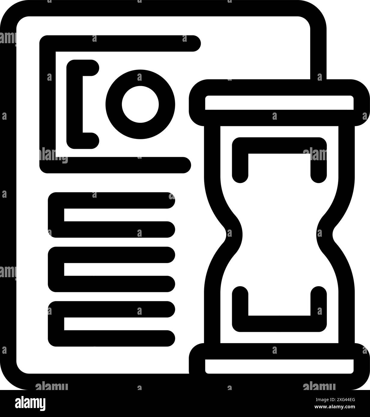 Line art icon of an hourglass measuring time spent filling out a ...