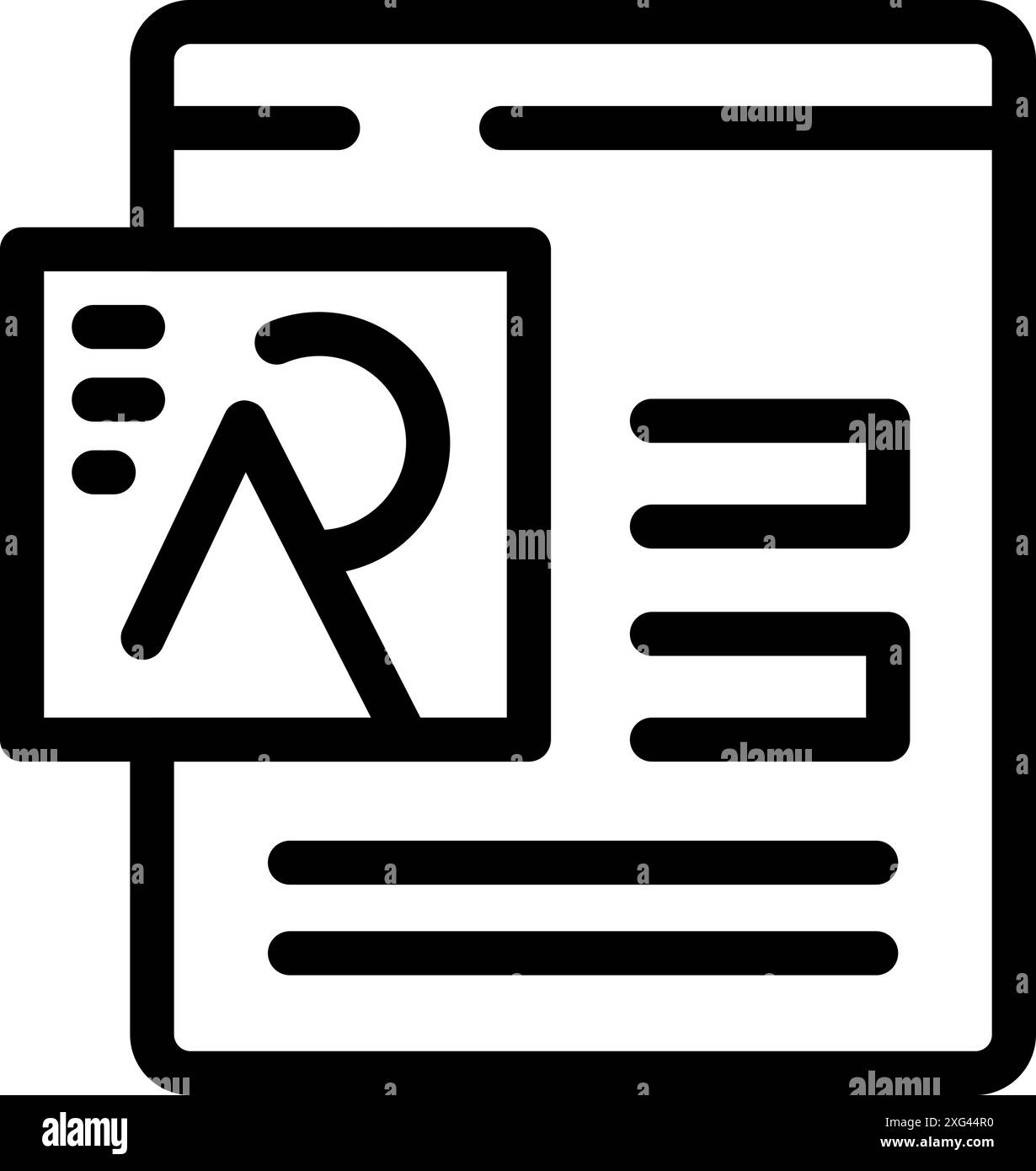 Simple black and white icon of an augmented reality app showing a ...