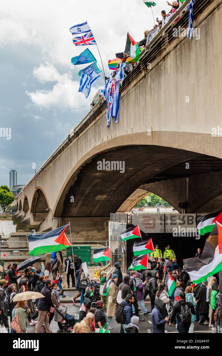 Waterloo Bridge, London,UK. 6th July 2024. Our Fight and Christian ...