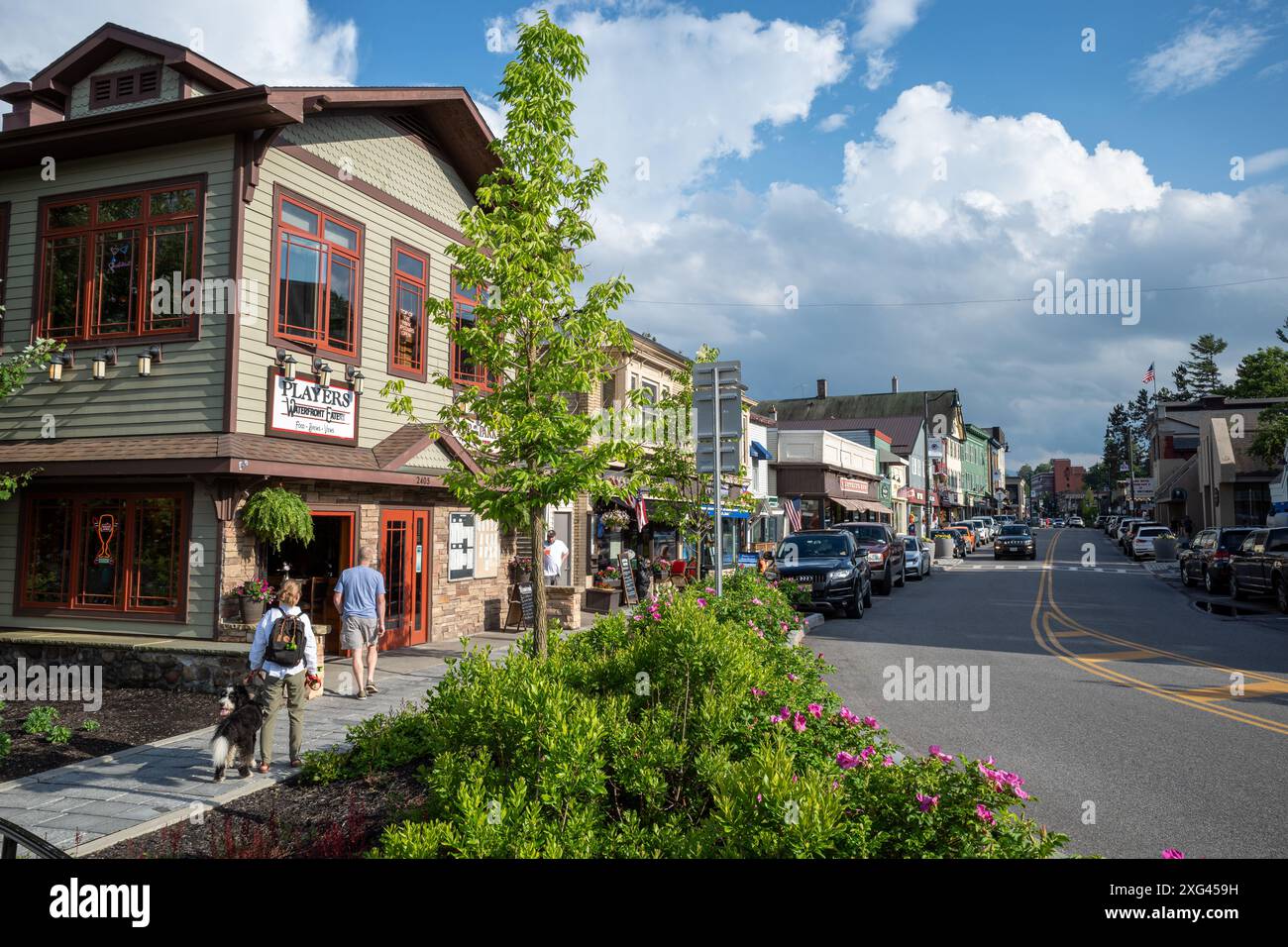 Main Street in downtown Lake Placid, Upstate New York, shines under a ...