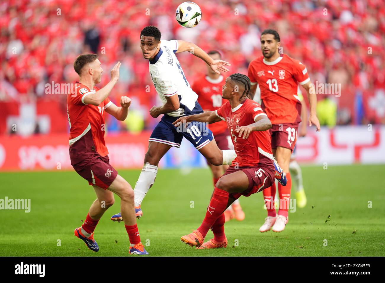 England’s Jude Bellingham in action against Switzerland's Michel ...