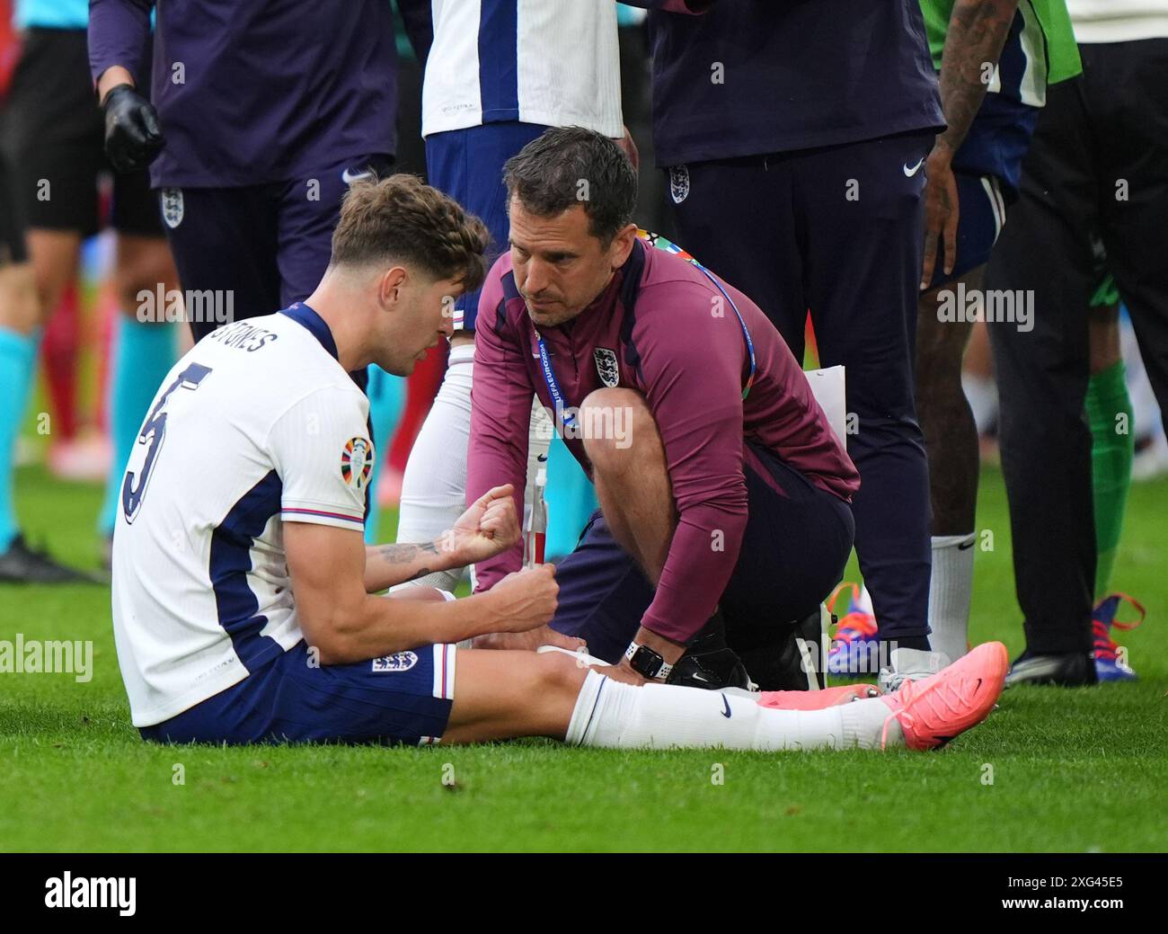 England's John Stones receives treatment before extra time begins ...