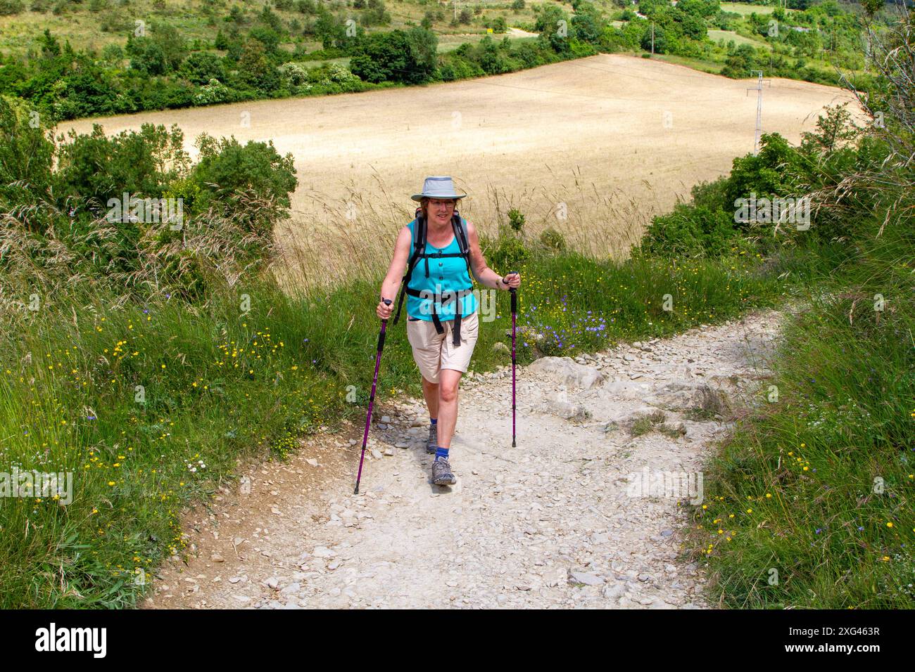 Pilgrim walking the Camino de Santiago the way of St James pilgrimage ...