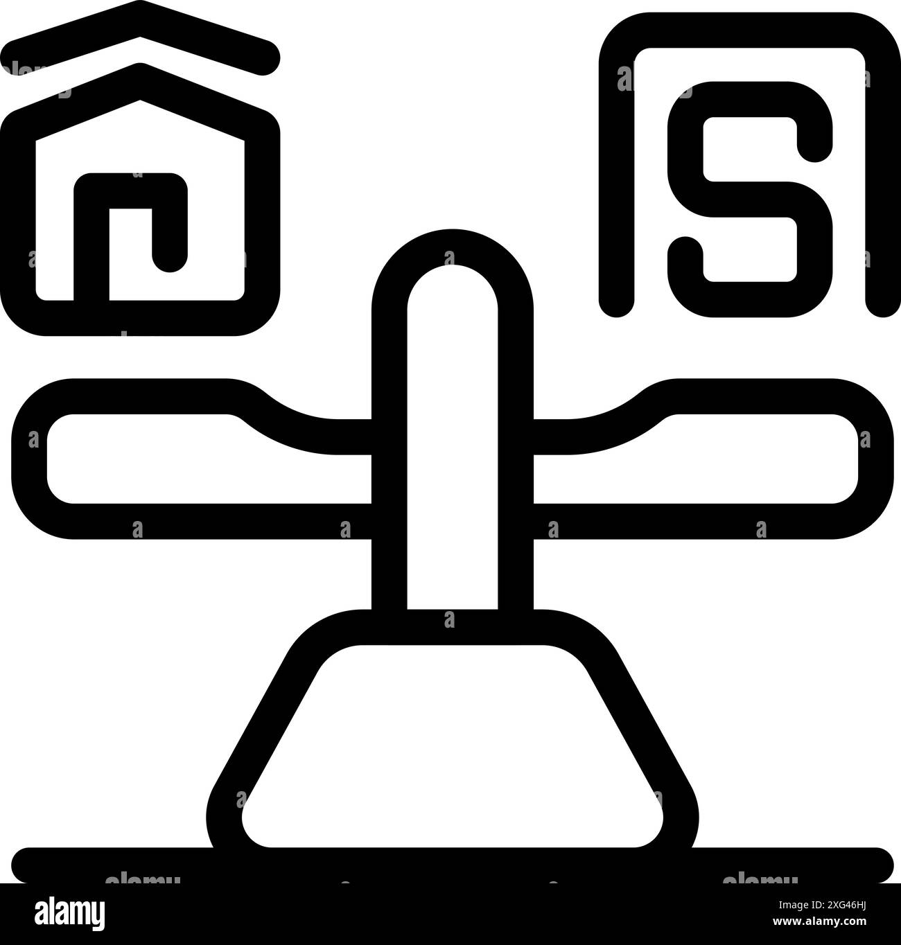 Seesaw balancing a house against a dollar sign representing the concept ...
