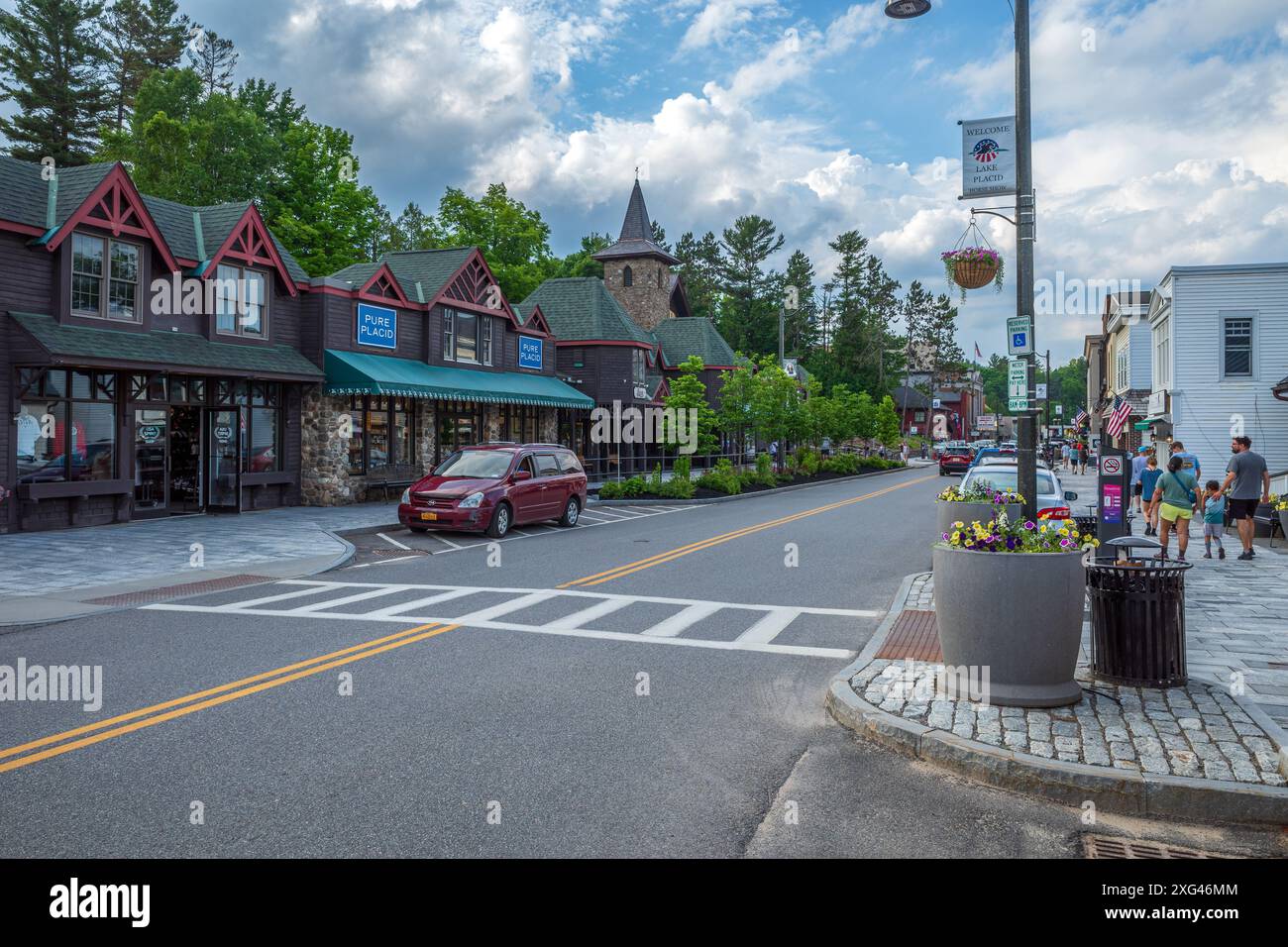 Main Street in downtown Lake Placid, Upstate New York, shines during ...