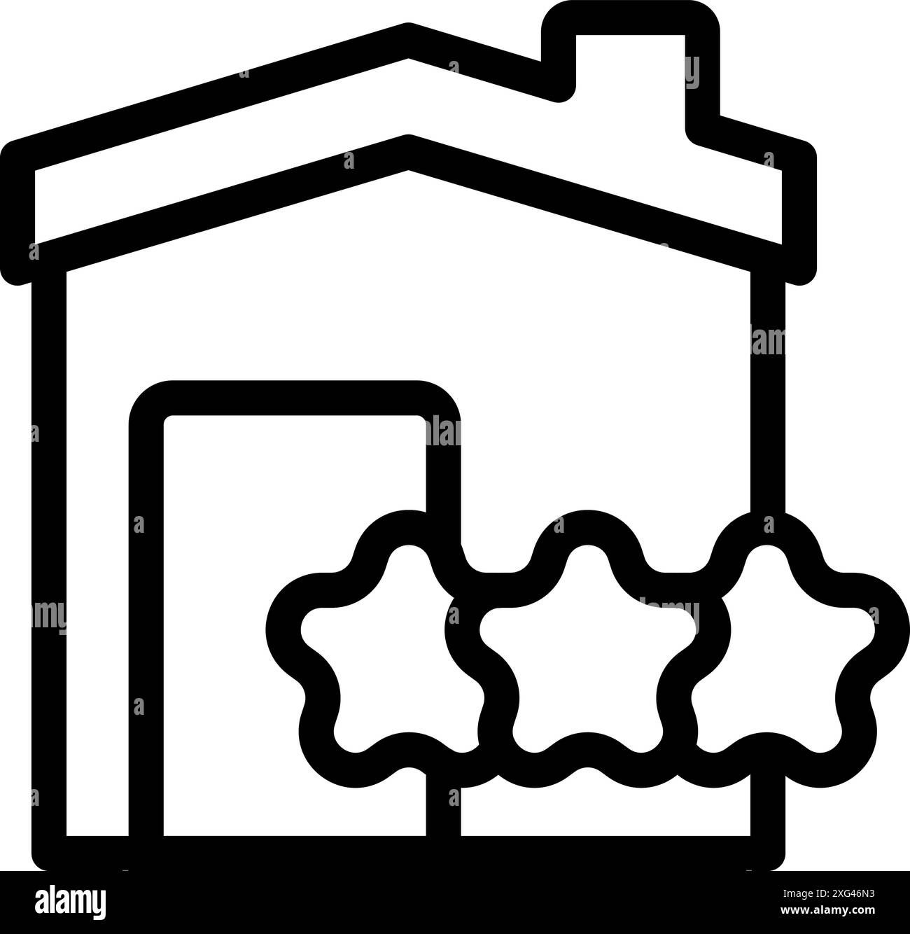 Simple house icon is receiving three stars rating, showing a high level ...