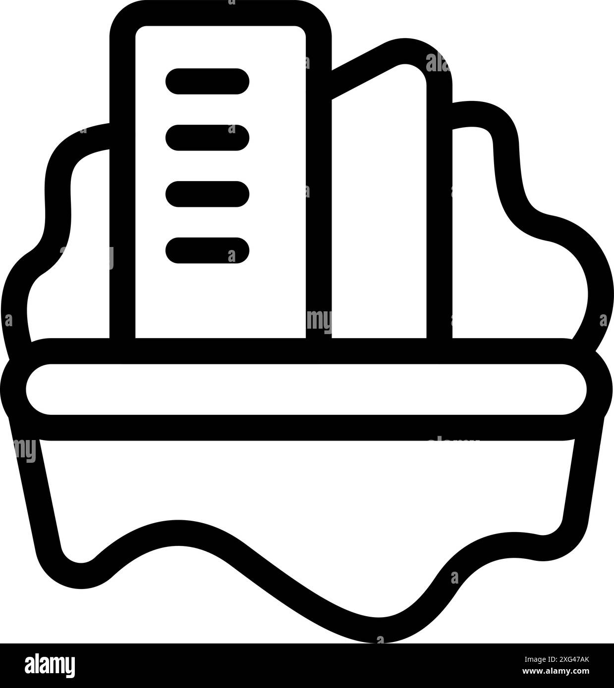 Simple bold outline icon of urban buildings emerging from a melting ice ...