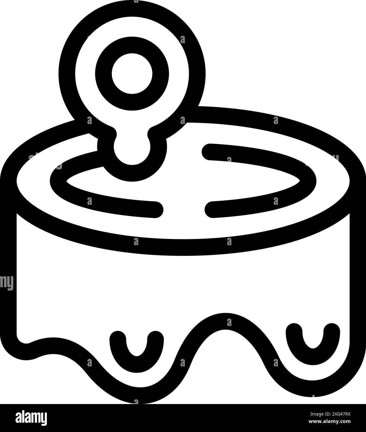 Opened tin can dripping wet food in outline style for coloring book ...