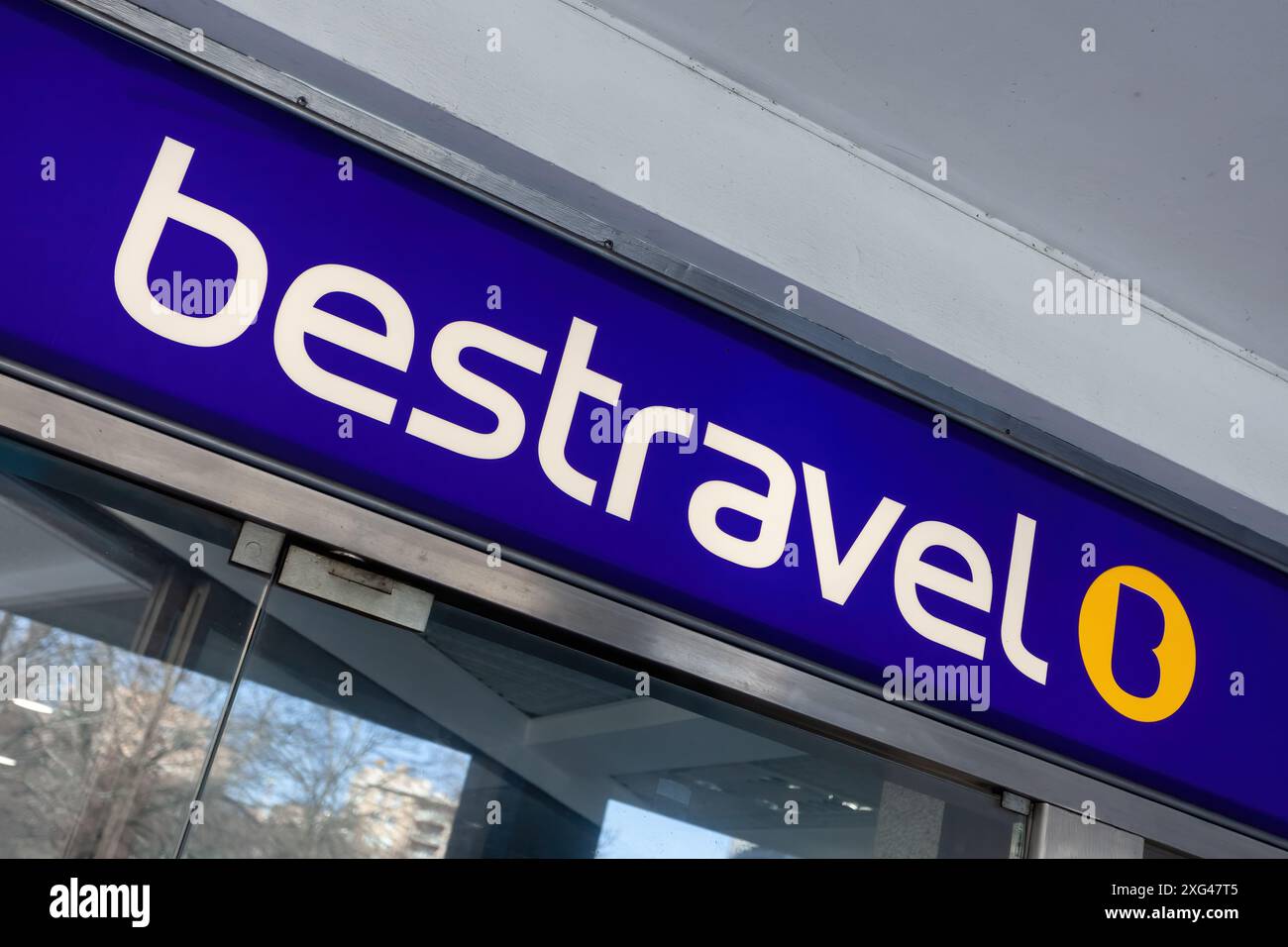 Bestravel travel agency office store sign with brand logo, logotype ...