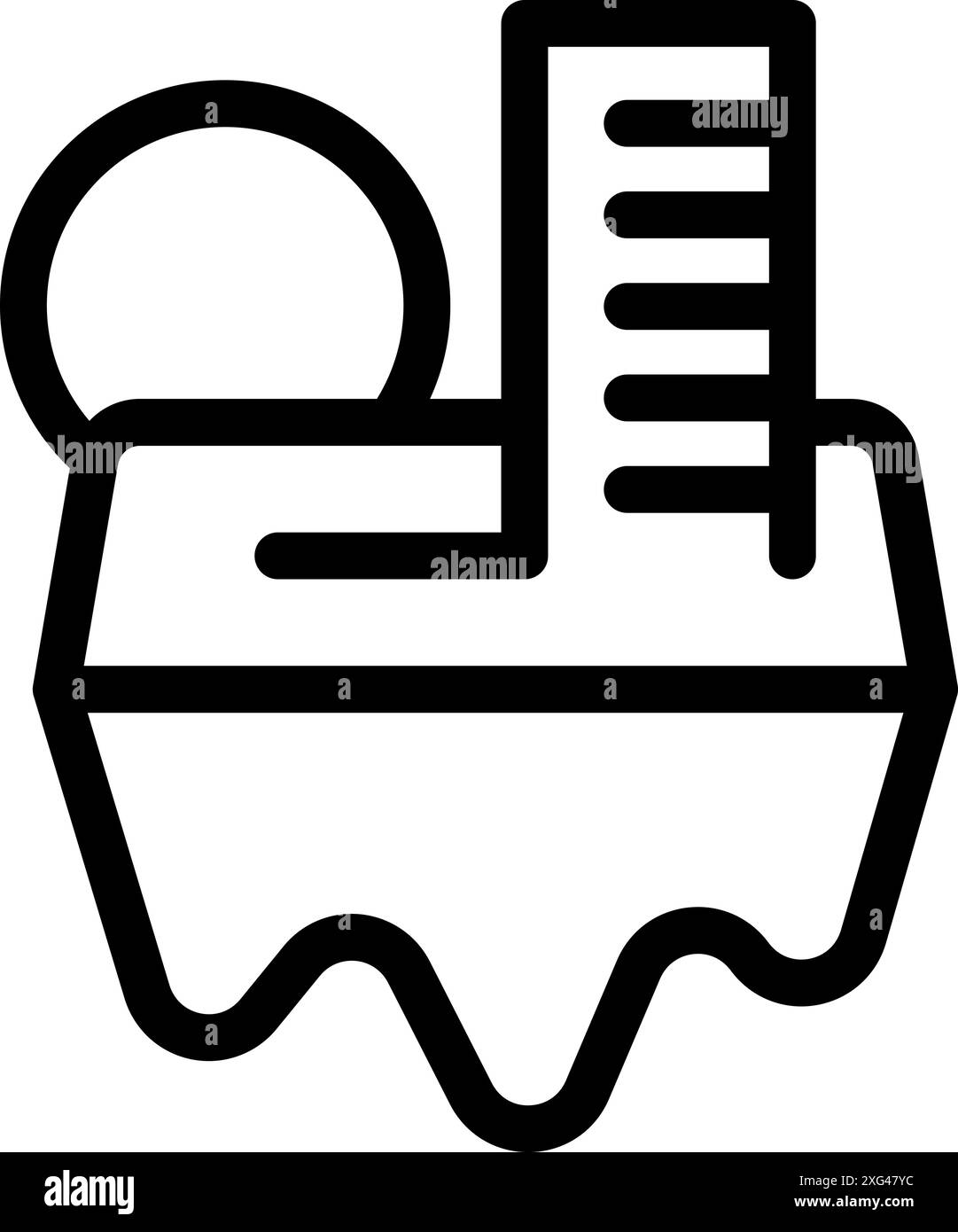 Line art icon of global warming measuring ice cap melting with a ruler ...