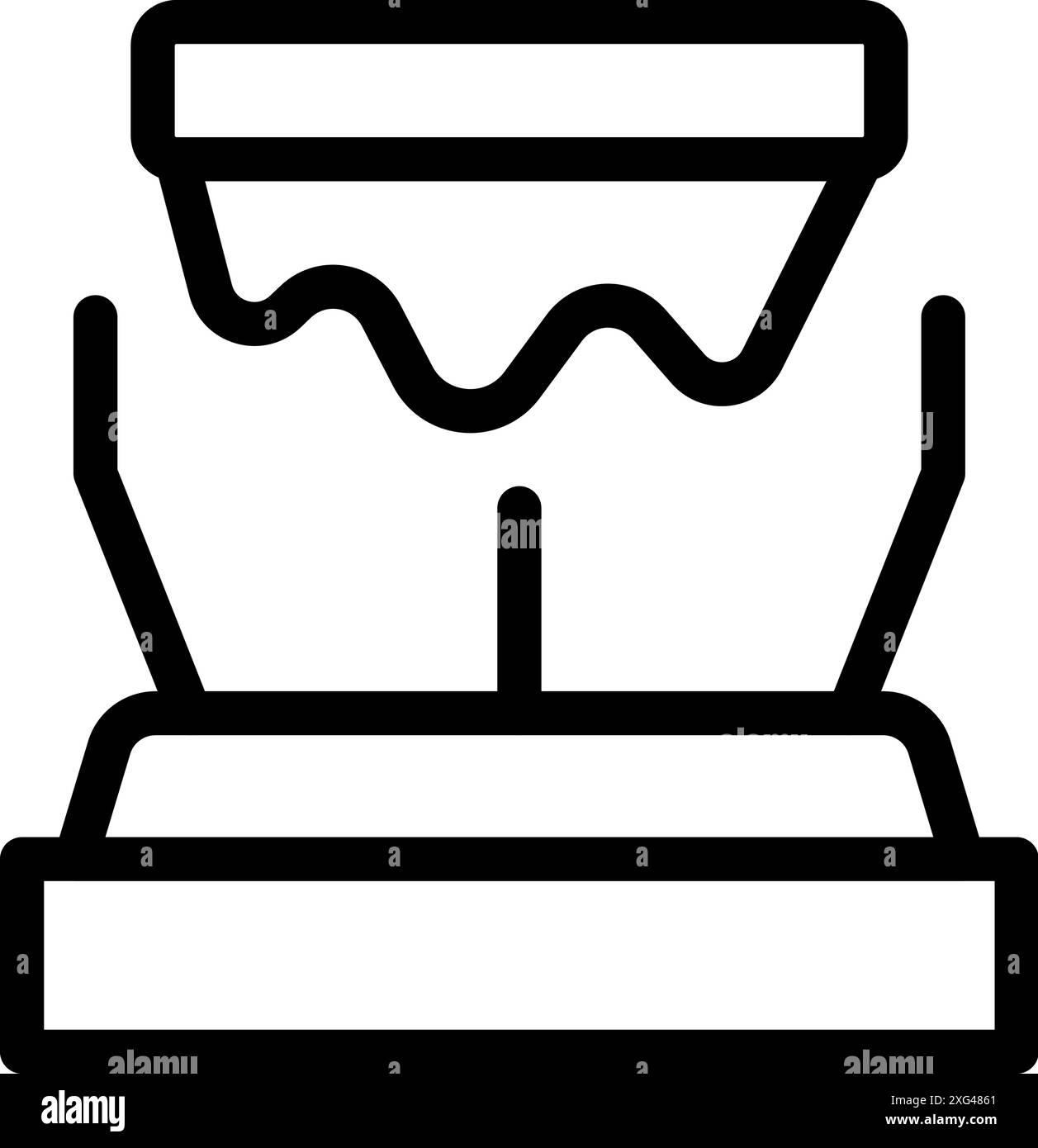 3d printer printing liquid model on white background, line style icon ...