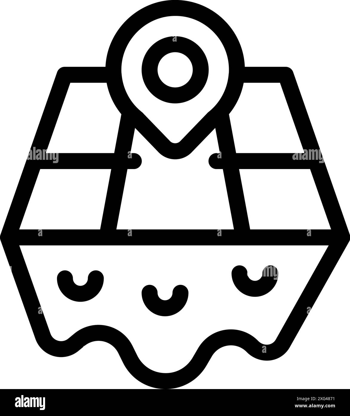 Location pin is marking a specific point on a digital cadastral map ...