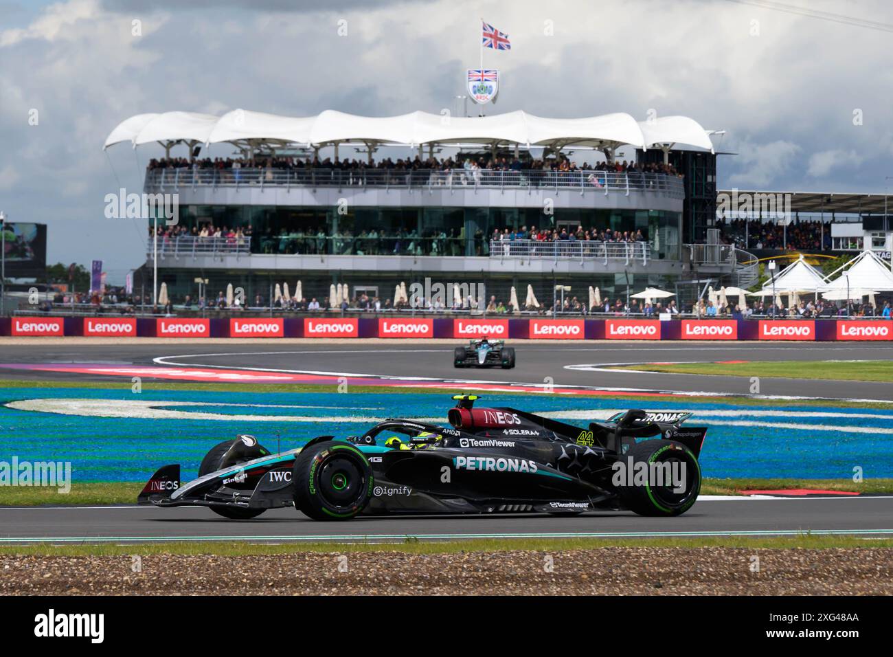Silverstone, UK. 06th July 2024. Lewis Hamilton of Mercedes-AMG ...