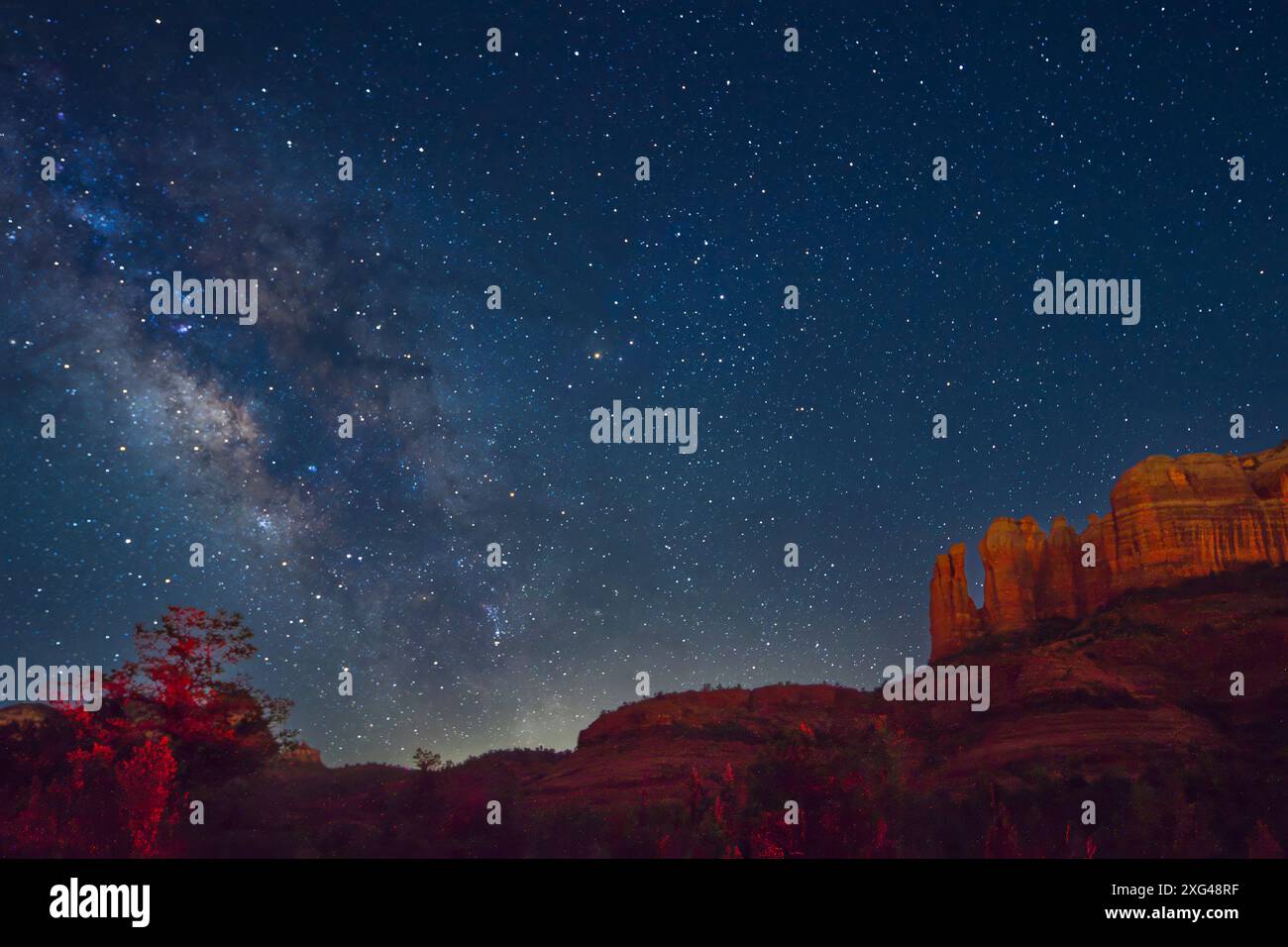 Cathedral Rock At Night Stock Photo - Alamy