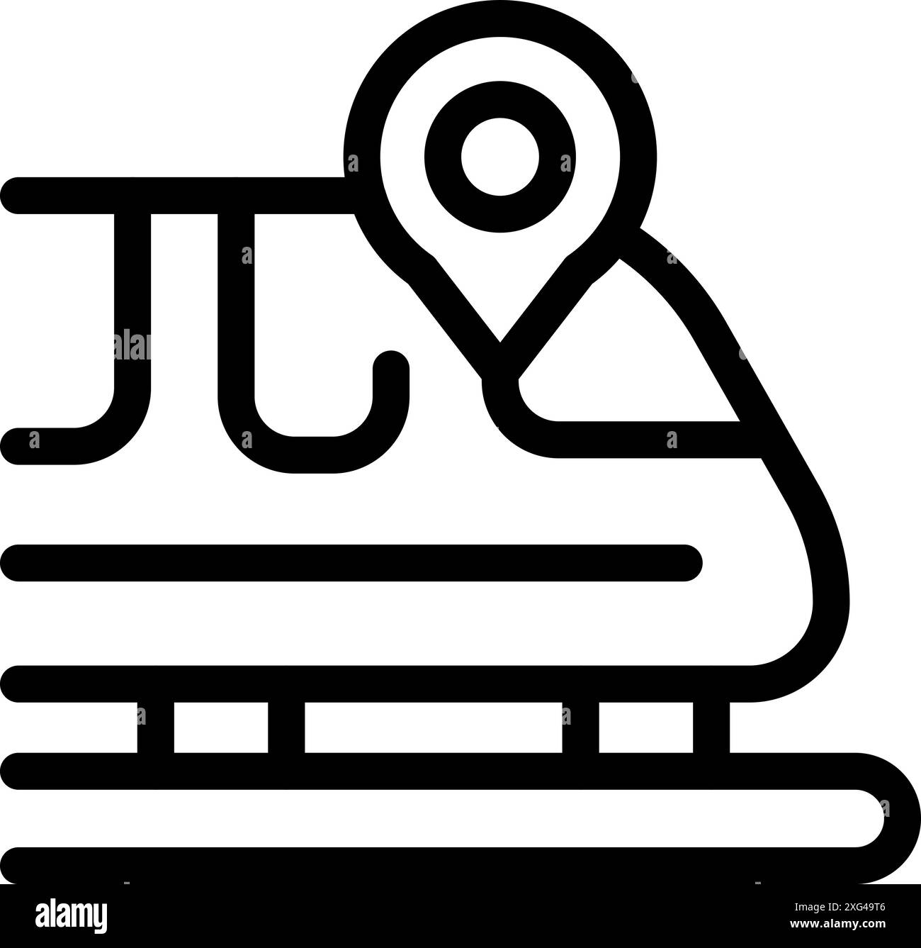 Simple icon of a train with a location pin indicating a train tracking ...