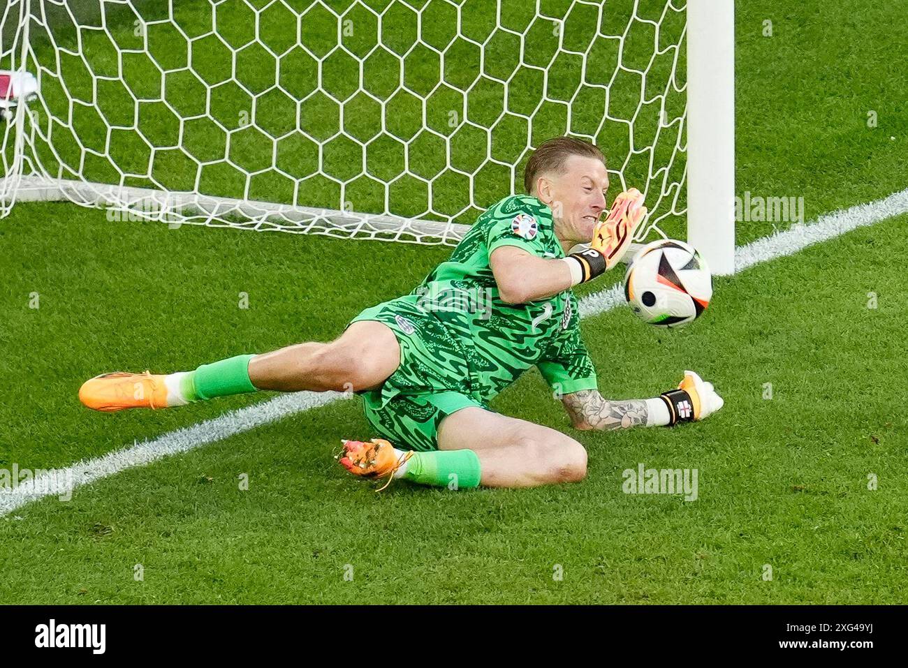 England goalkeeper Jordan Pickford saves the penalty from Switzerland's ...