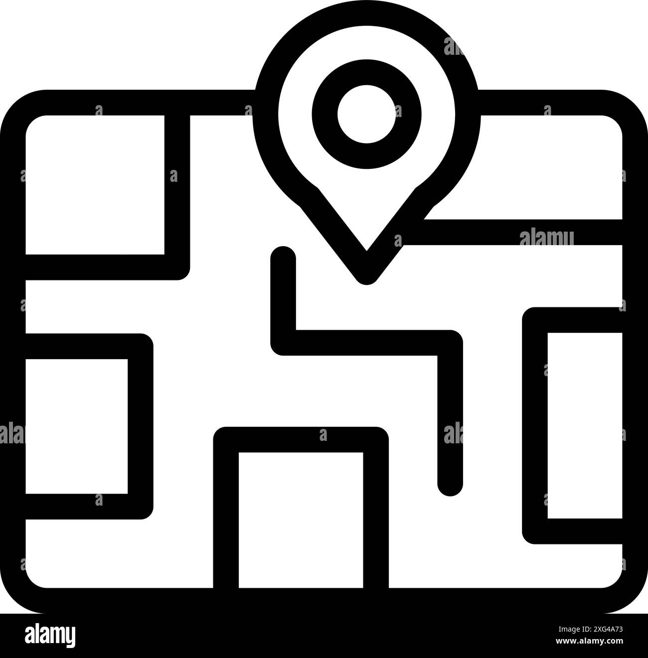 Simple black and white line art icon of a location pin showing a ...
