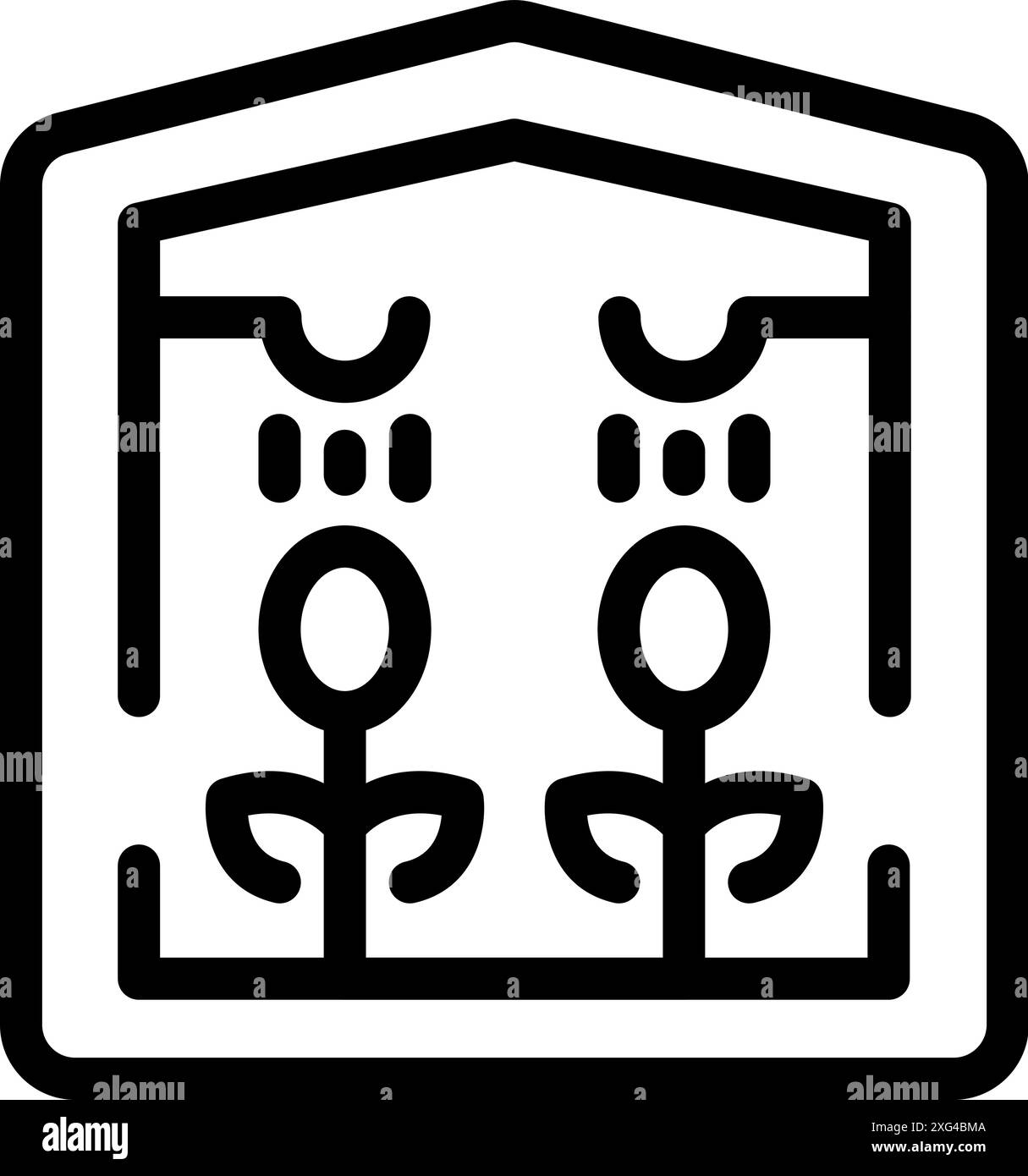 Simple icon of a smart farm greenhouse growing flowers using modern ...