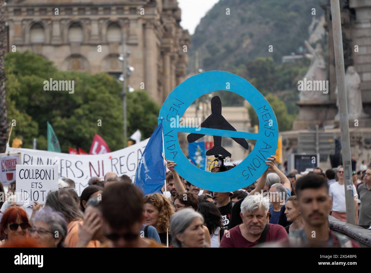 Barcelona, Spain. 06th July, 2024. Thousands of people are protesting ...
