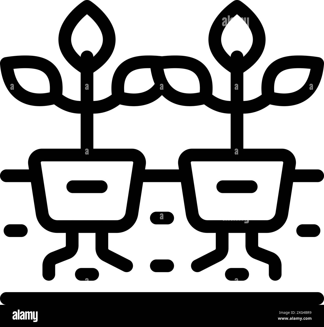 Icon of a smart farming system with plants growing in pots Stock Vector ...