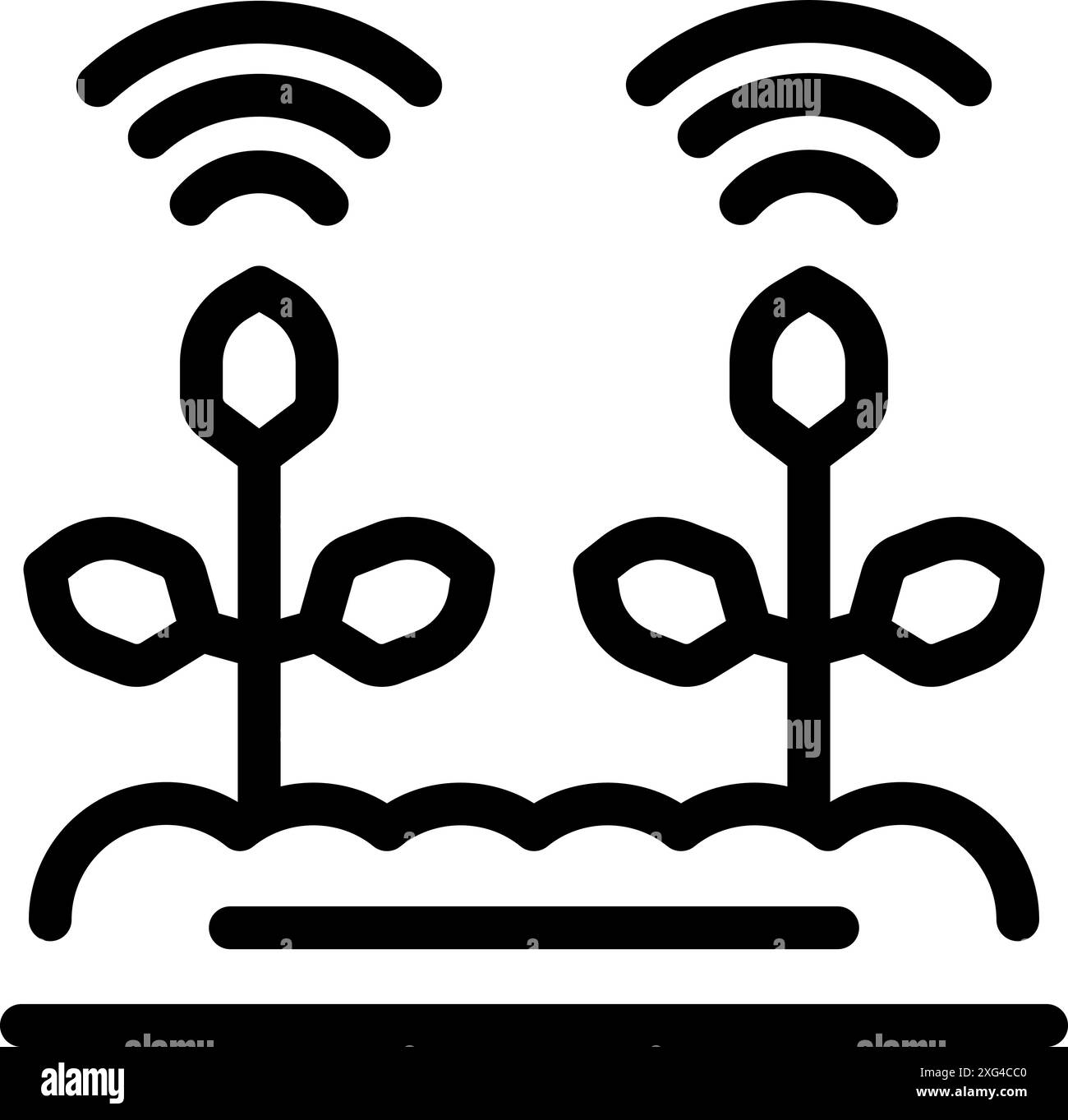 Black outline icon representing smart farming technology monitoring the ...