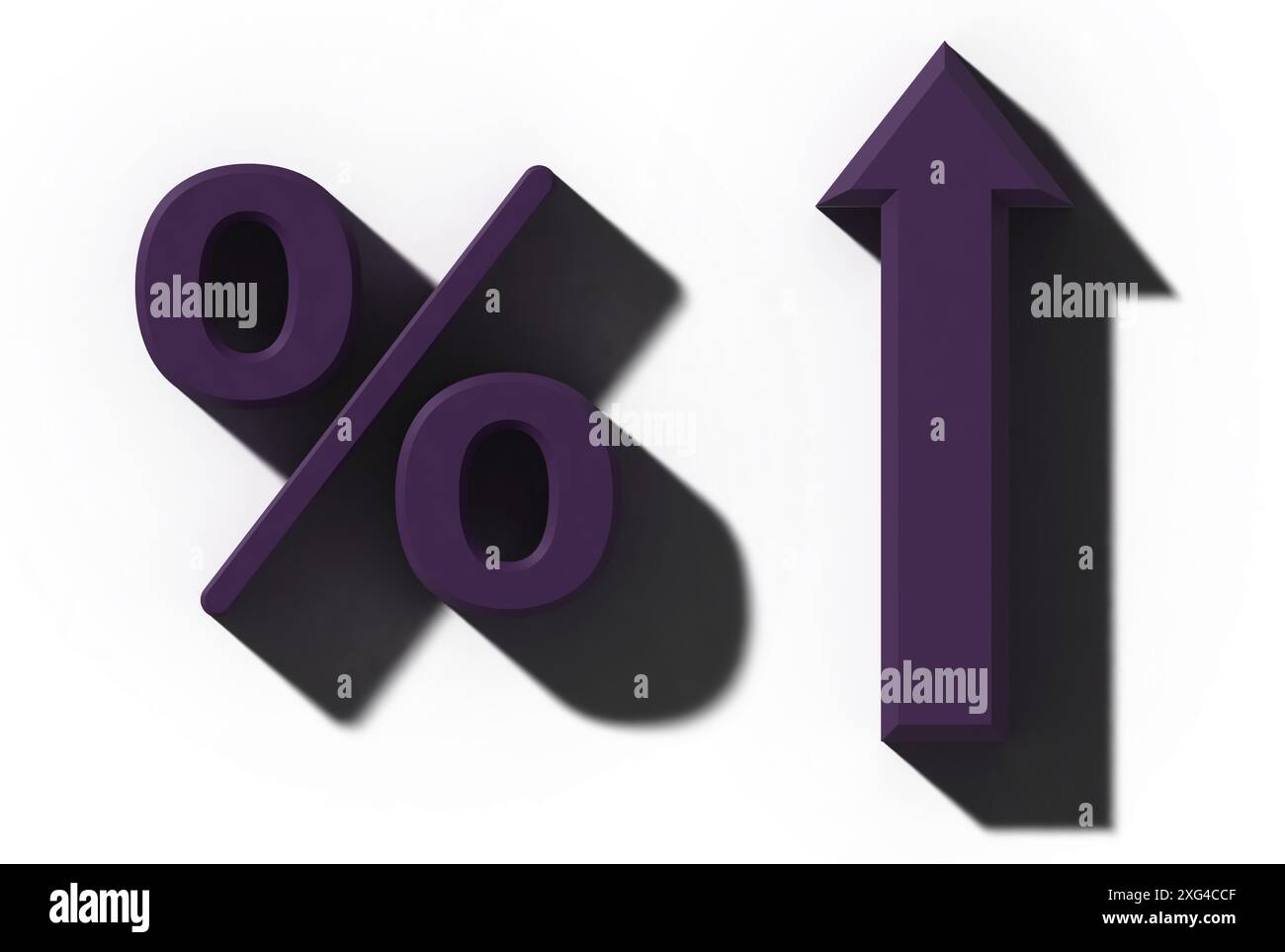Percentage and up arrow with shadow on isolated background, 3D ...