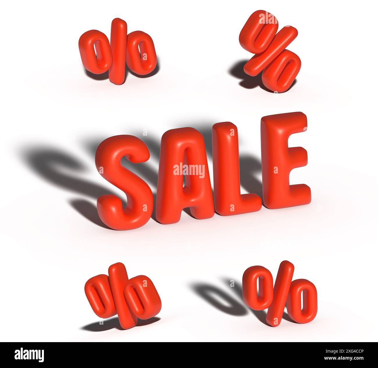 Inscription sale and interest, red shiny surface with shadow, inflated ...