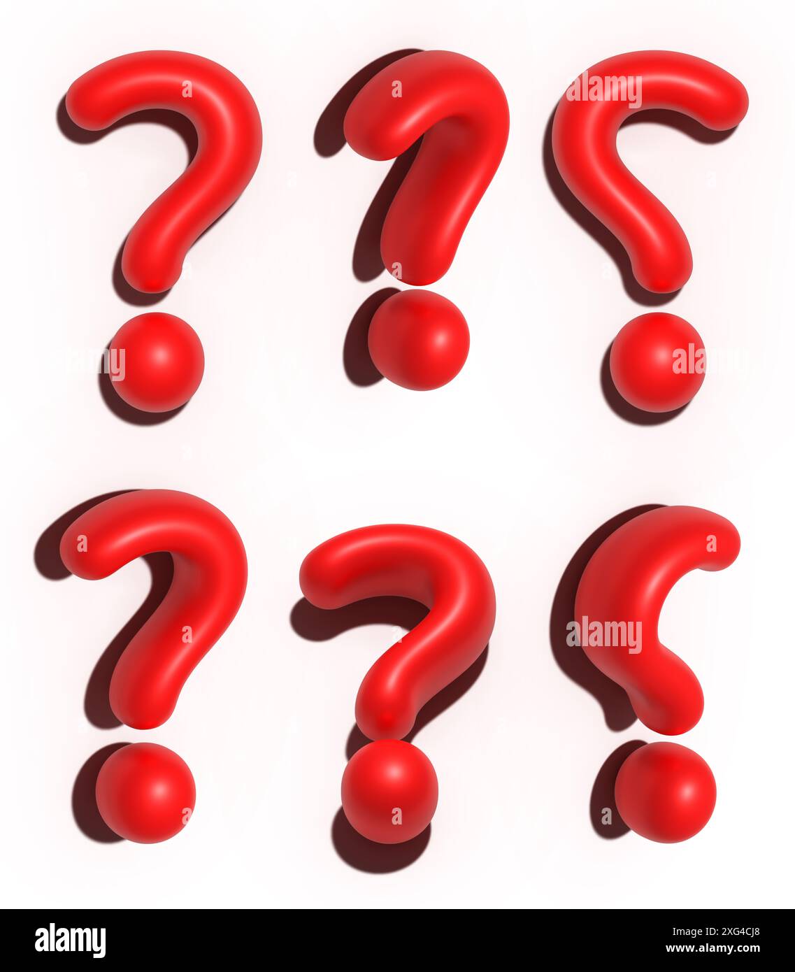 Red question mark with shadow from different angles on isolated ...
