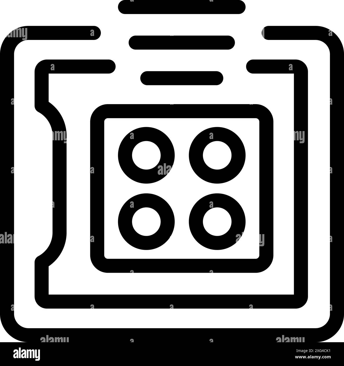 Simple black and white icon representing an induction cooker panel with ...