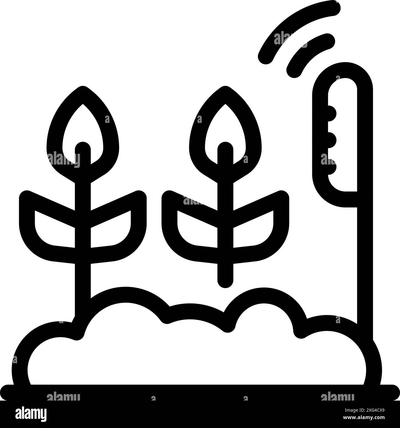 Icon of a sensor monitoring crops growth, representing smart farming ...
