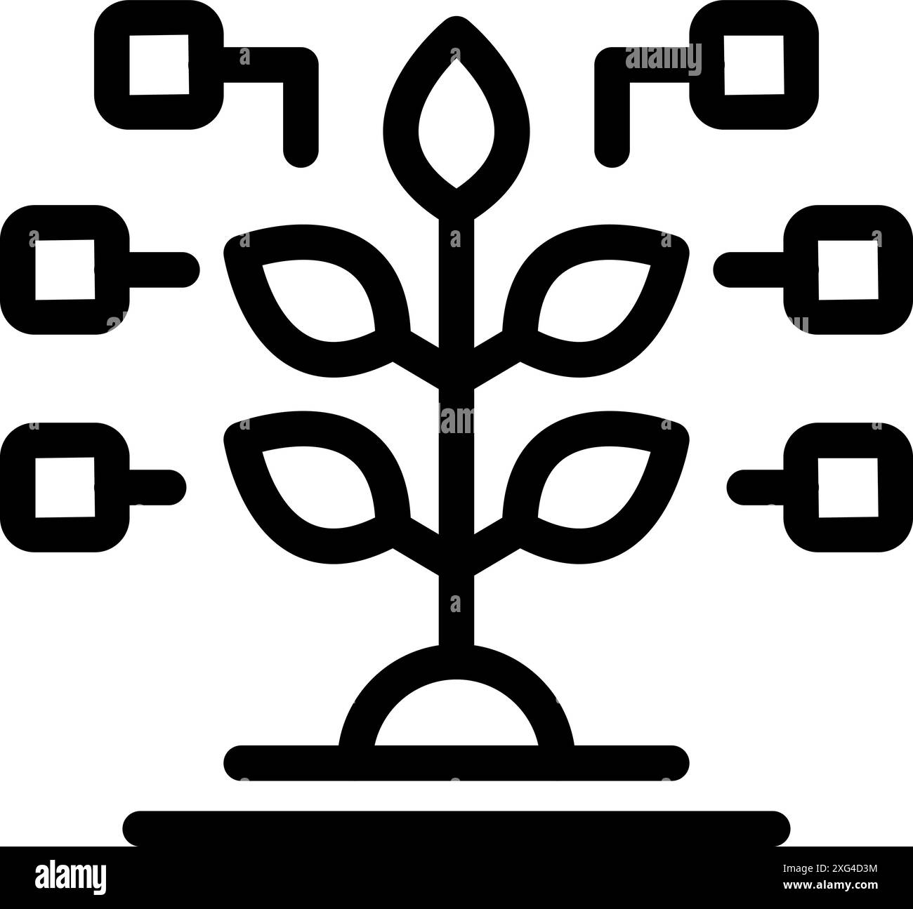 Line icon representing a plant growing with blocks connected to it ...